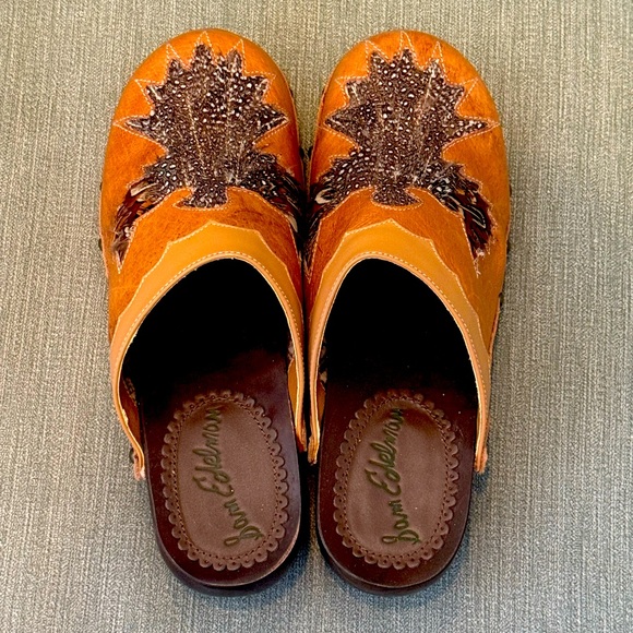 Sam Edelman | Shoes | Rare Sam Edelman Leather Distressed Clogs 3d Fall ...